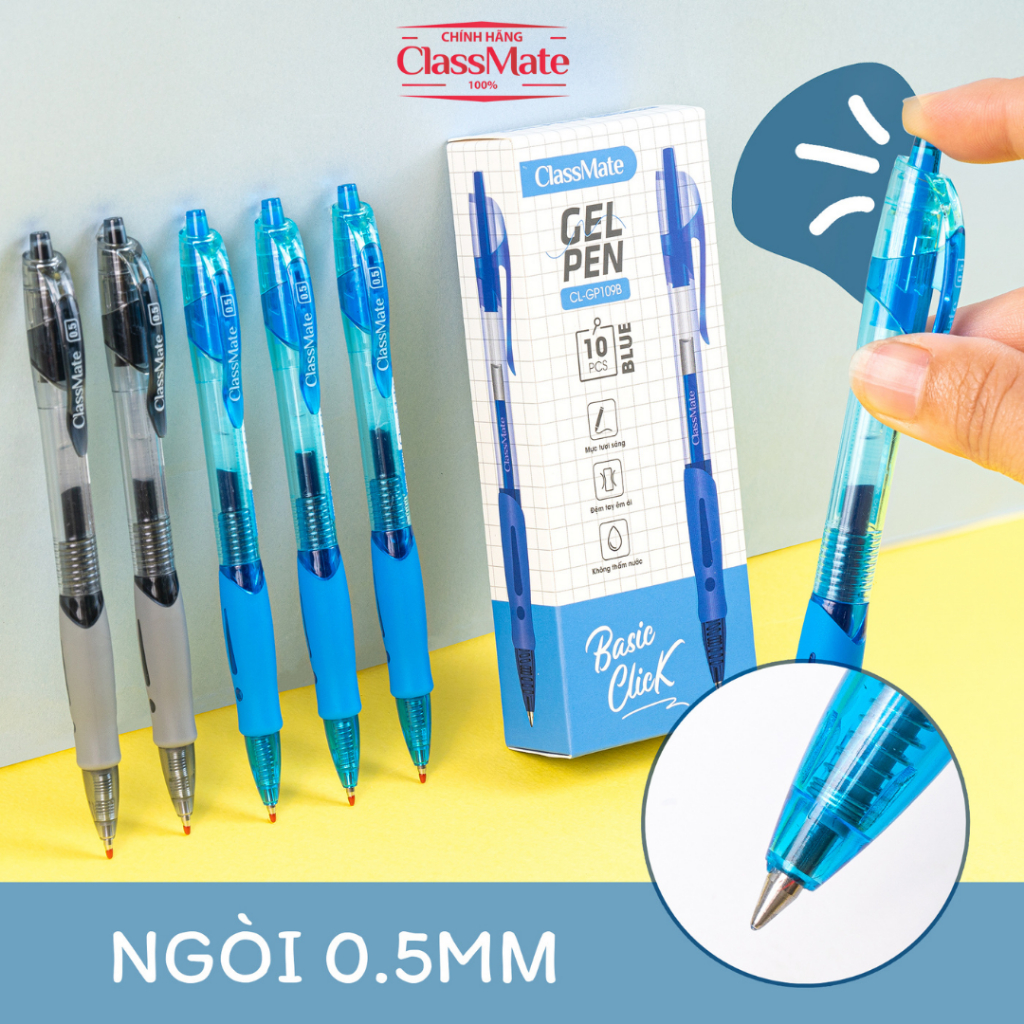 Classmate 0.5mm Pressed Gel Pen Box, Writing Gel with Dark Blue Ink ...