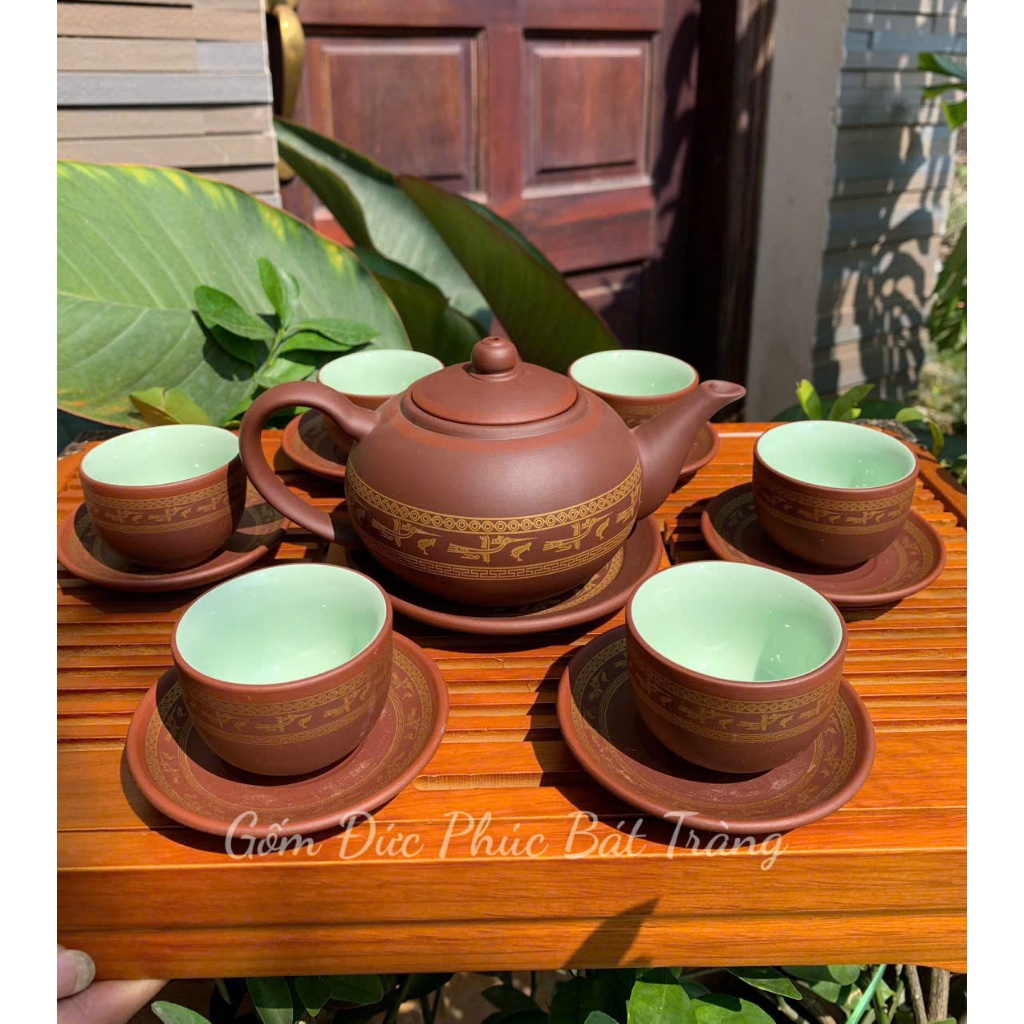 Tea Set Bronze CraneClear, high quality Bat Trang Ceramic tea set ...