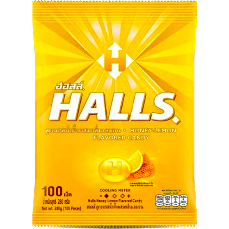 Halls Mint Lozenges Honey LEMON FLAVOUR CANDY - Genuine Thai Domestic ...