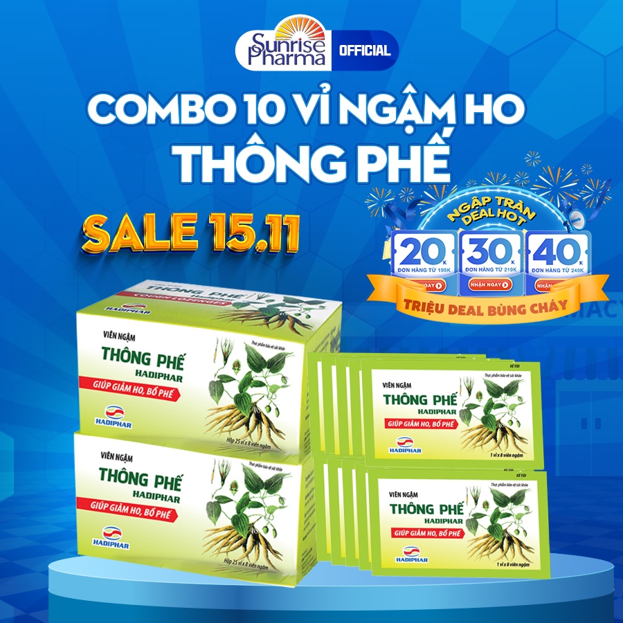 Combo of 10 blister packs of Hadiphar Lung Clearing cough lozenges to ...