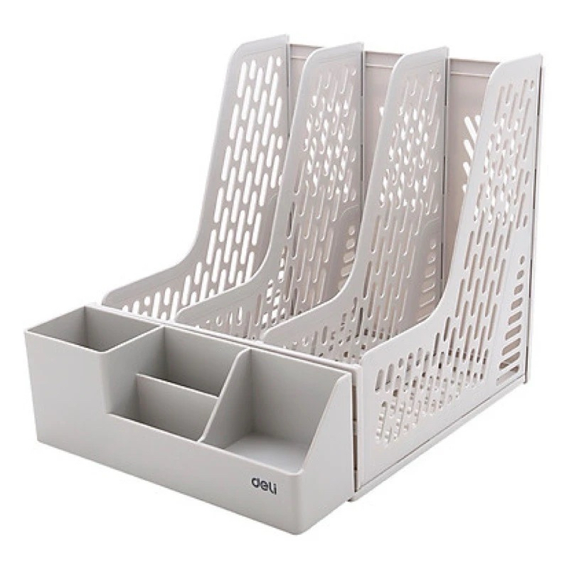 Document Rack (Slanted Basket) 3 Compartments Deli Z00112 with Pen Tray ...