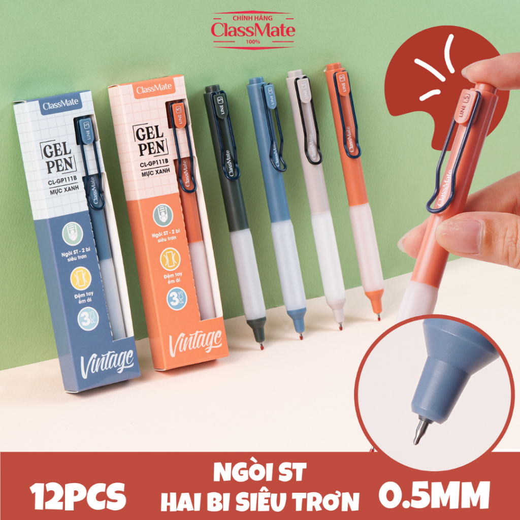 Classmate Vintage Premium 0.5mm Nib Gel Pen, Liquid Ballpoint Pen with ...