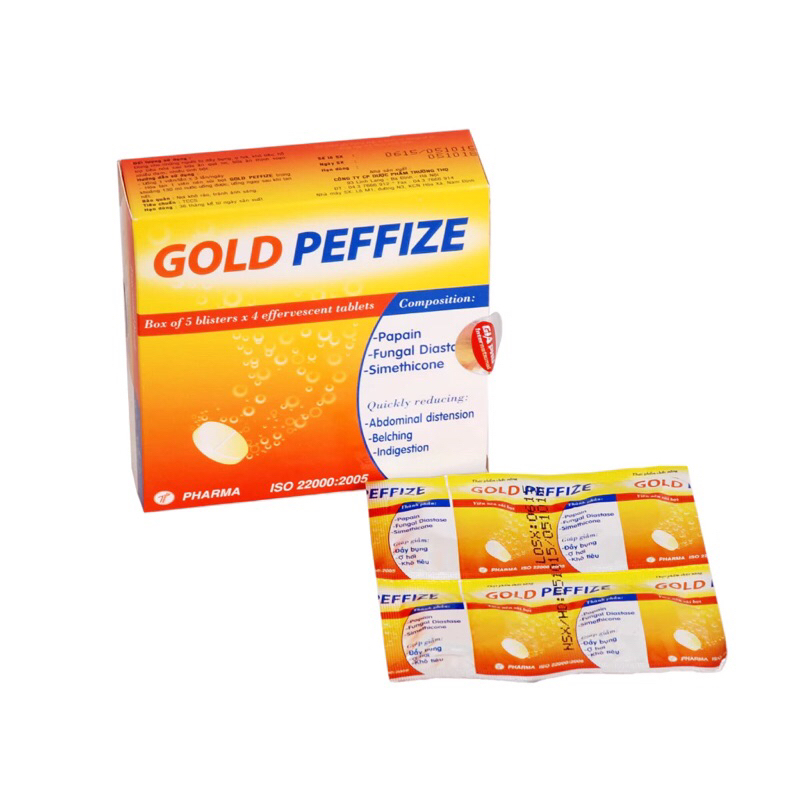 Gold PEFFIZE digestive effervescent tablets (Box of 20 tablets) Supports digestion, flatulence ...