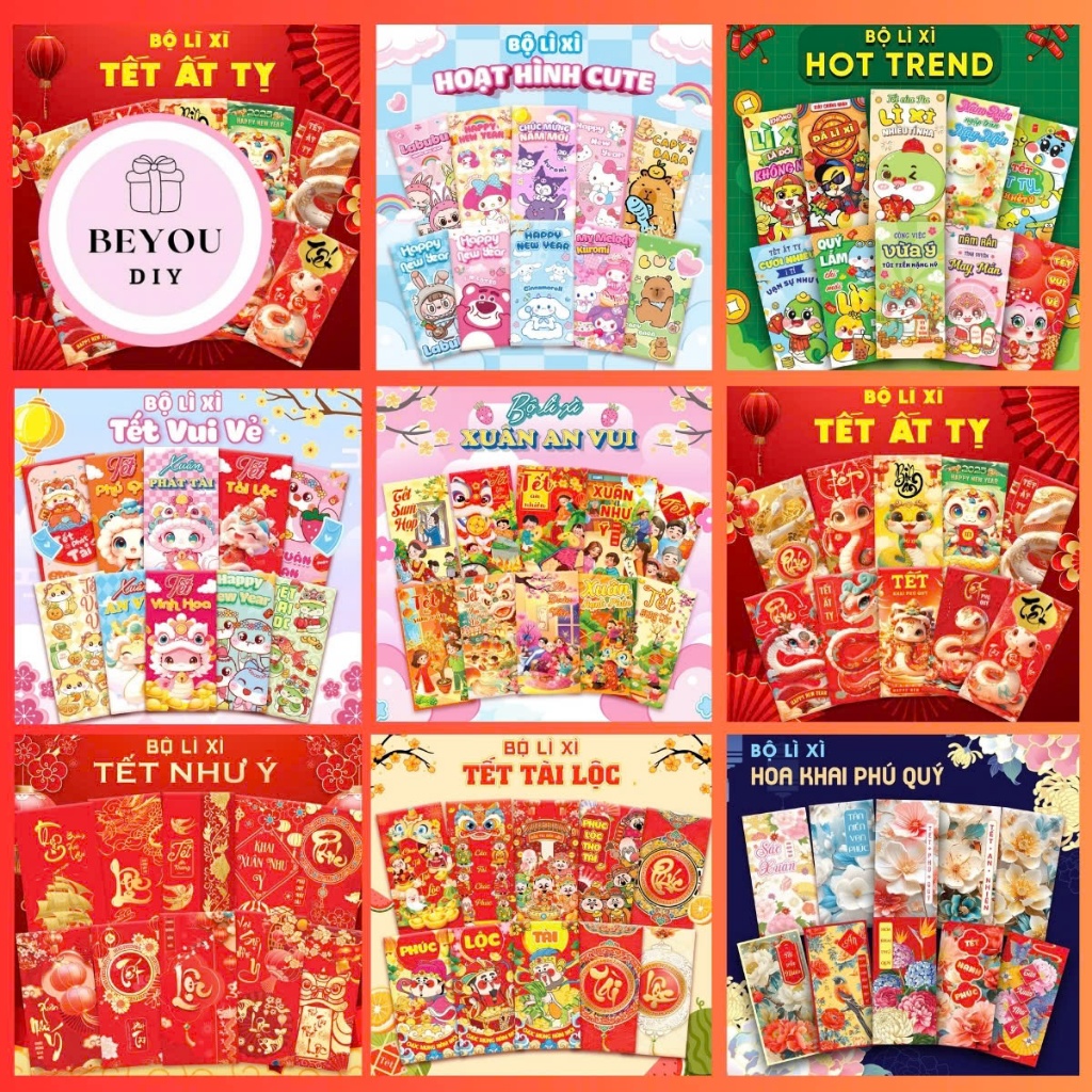 Combo of 100 Traditional Red Packets Cheap At Ty 2025CNY, Mix Many ...