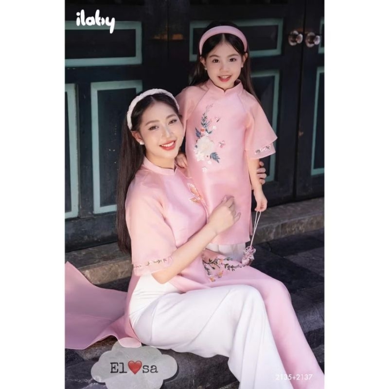 Beautiful mother and baby girl ao dai set with high-quality embroidered ...