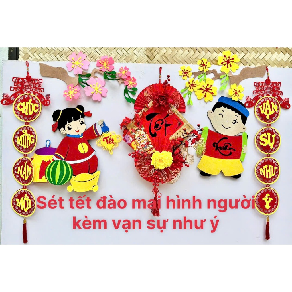 Set Peach apricotCNY with human-shaped fan and couplet cmnm-vsny New ...