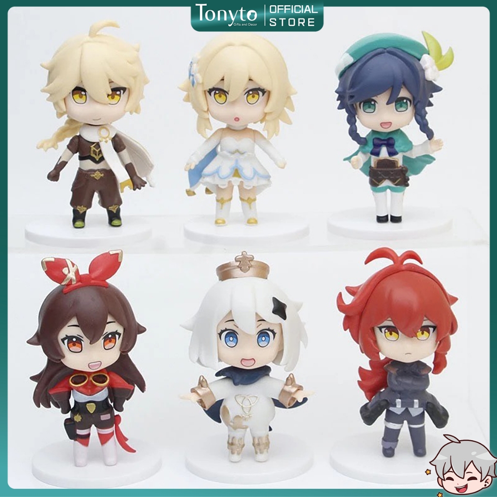 Set of 6 Genshin Impact Character Models - Aether, Paimon, Diluc, Venti ...