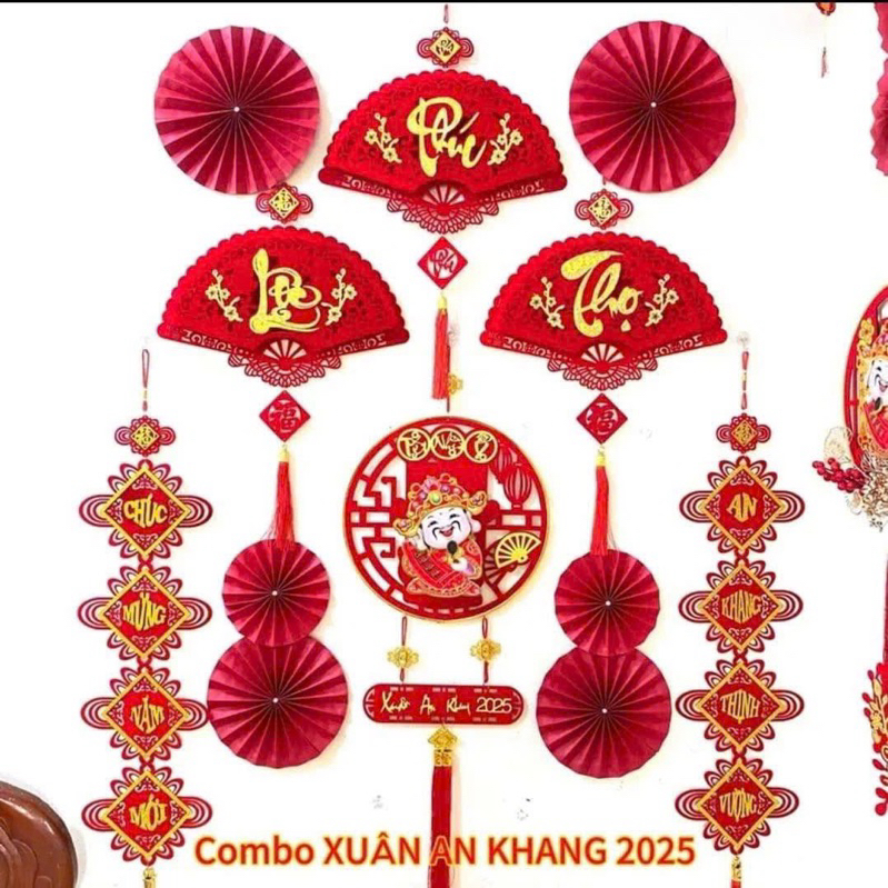 Set of 4 Piece Decor CNY 2026 Wall Decoration Material Red Velvet Paper ...