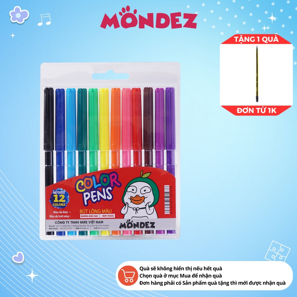 MONDEZ Colored Markers, 12 colors, High Quality Plastic, Standard ...