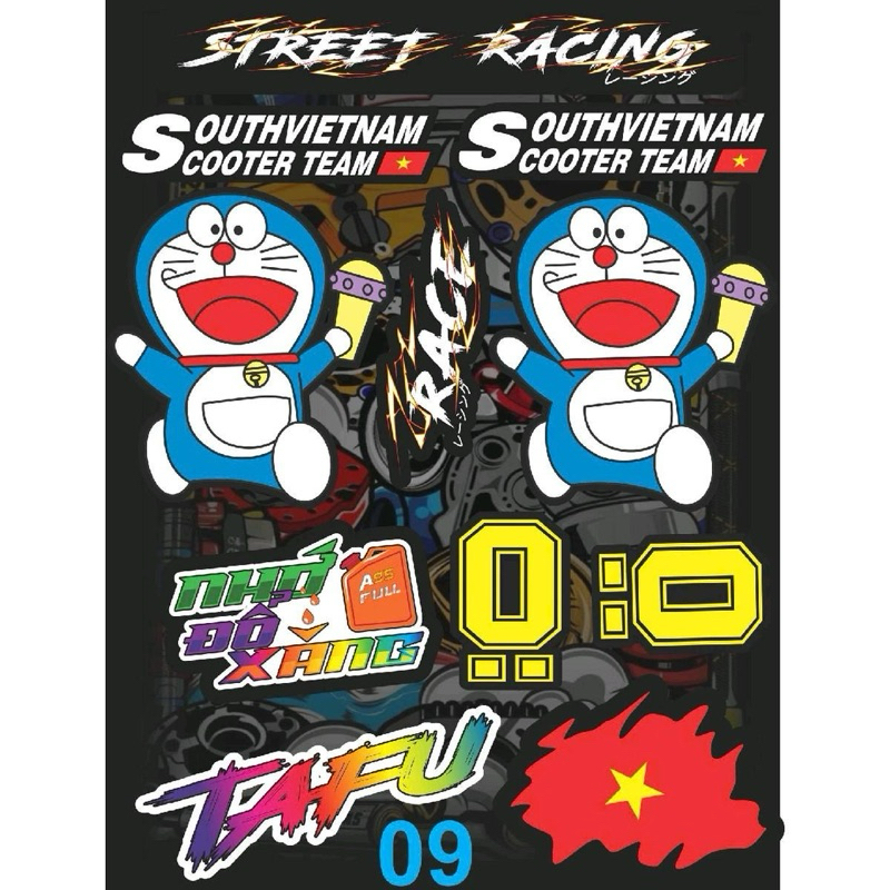 Doremon logo sticker set (09) for all positions of cars, motorbikes ...