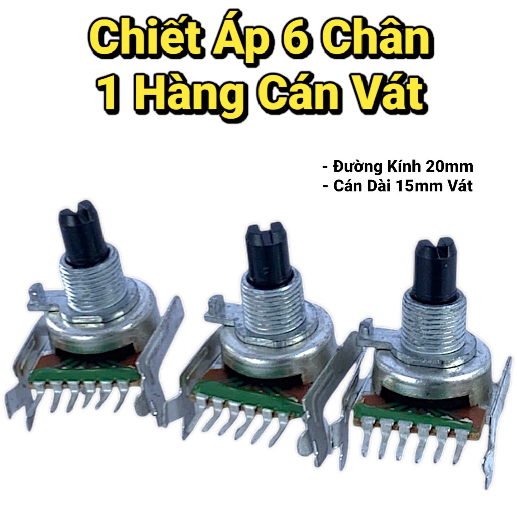 6-pin Single Row Potentiometer Beveled Shank Length 15mm 10K 50K ...