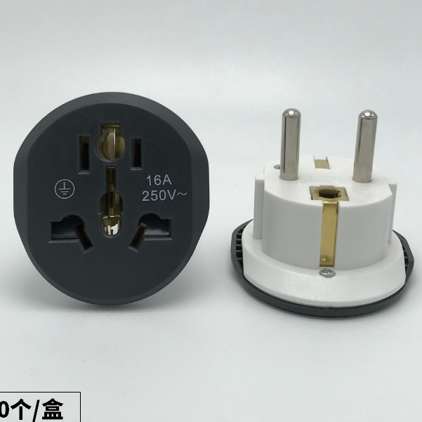 3-prong 3-Pin Plug Converter (Flat Pin & Round Pin) to 2 Round Pins ...