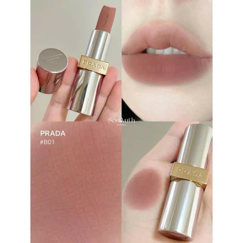 (Auth Prada Monochrome Hyper Matte Lipstick B01 - Argile dark brown ️Fullsize/fullbox Westernest ...