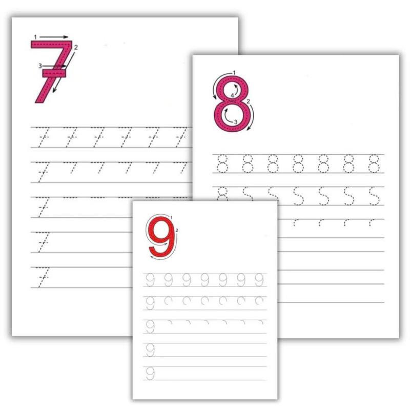 Practice writing numbers 1-9, recognize numbers, set includes 9 sheets ...