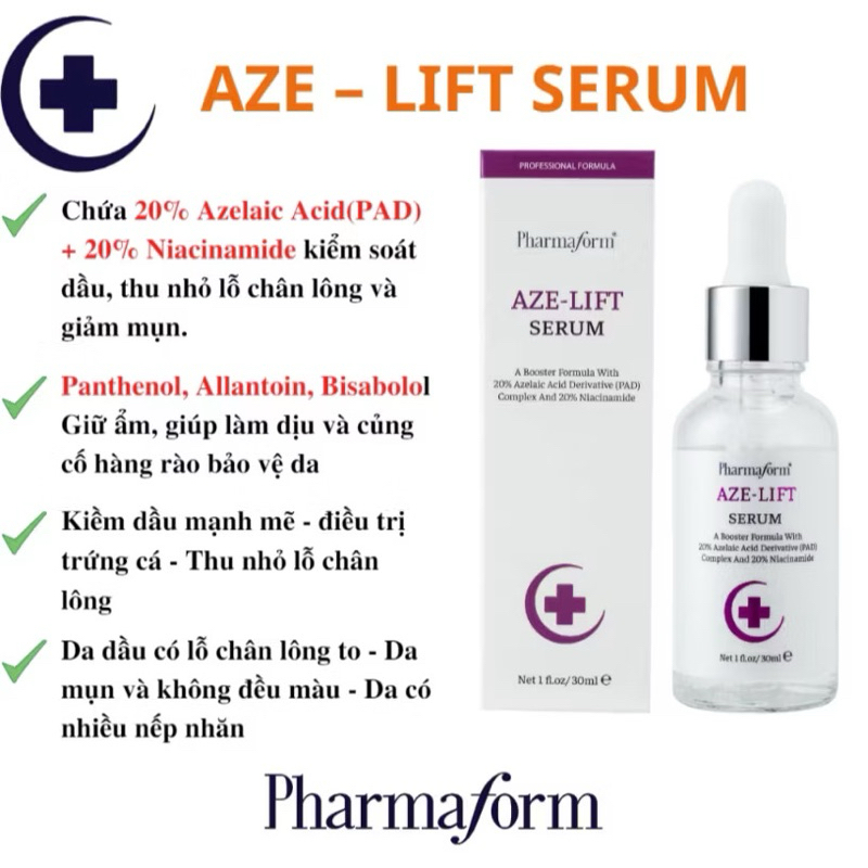 Serum AZE -LIFT Pharmaform 30ml Pharmaform controls oil and shrinks ...