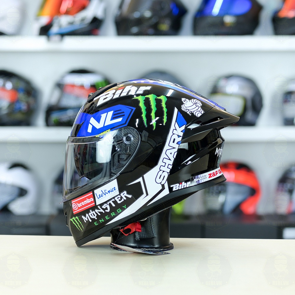 (Gift Ninja) ROC 08 Plus 2024 Fullface Hat Glossy Black + Shark Monster ...