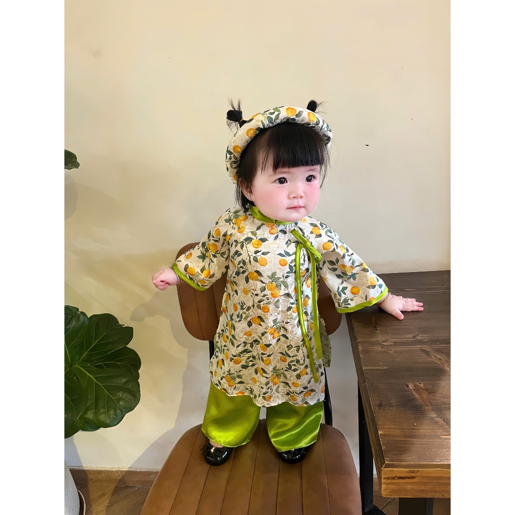Hcm - Gift - Brocade ao dai for children 8-26kg CNY clothes for girls 1 ...