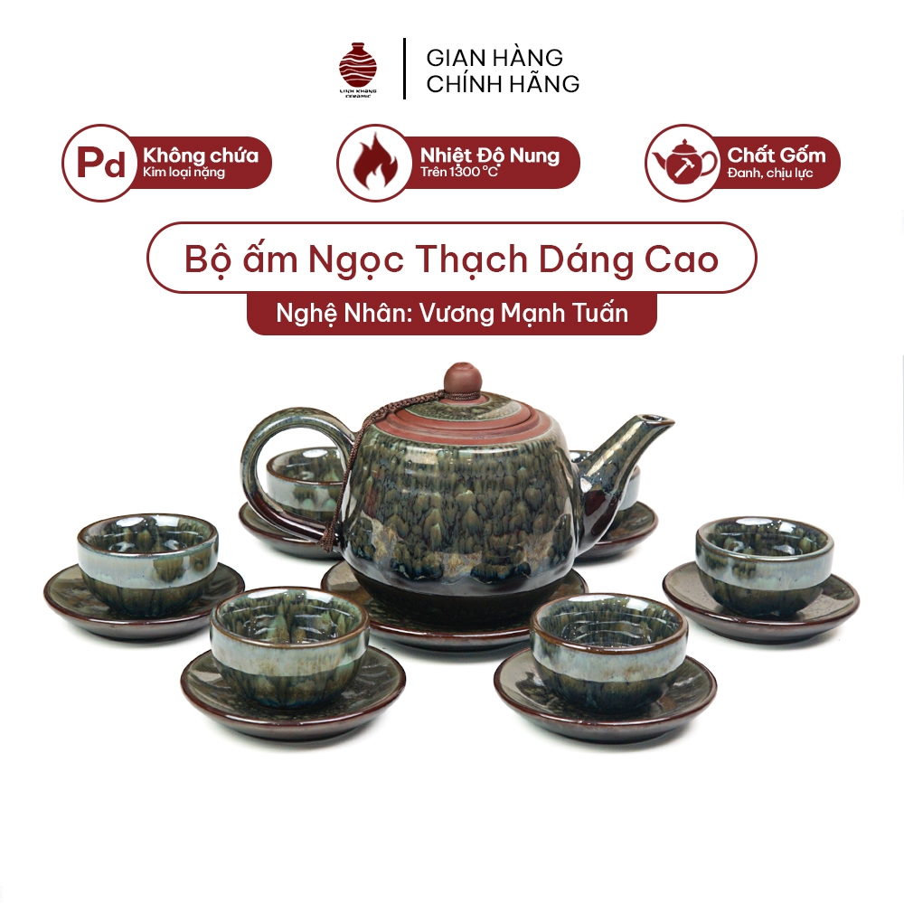SA Tall Purple Jade Tea Set 450ml Bat Trang Linh Khang Ceramics with ...