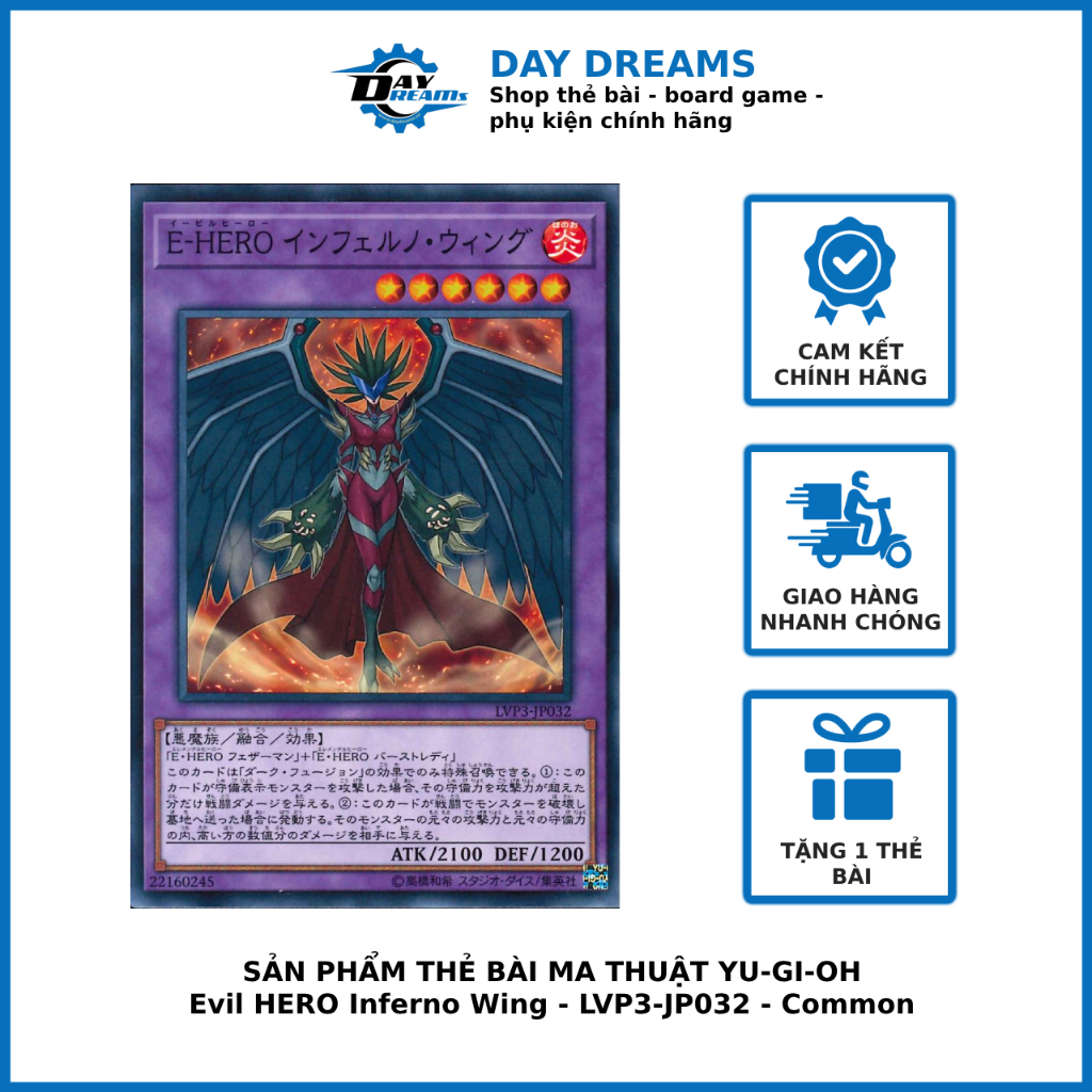 Genuine YUGIOH CARD: Evil HERO Inferno Wing - LVP3-JP032 - Common | Shopee Malaysia