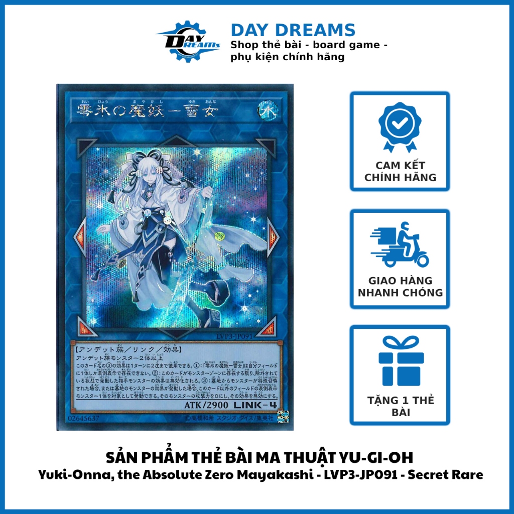 GENUINE YUGIOH CARD: Yuki-Onna, the Absolute Zero Mayakashi - LVP3-JP091 - Secret Rare | Shopee ...
