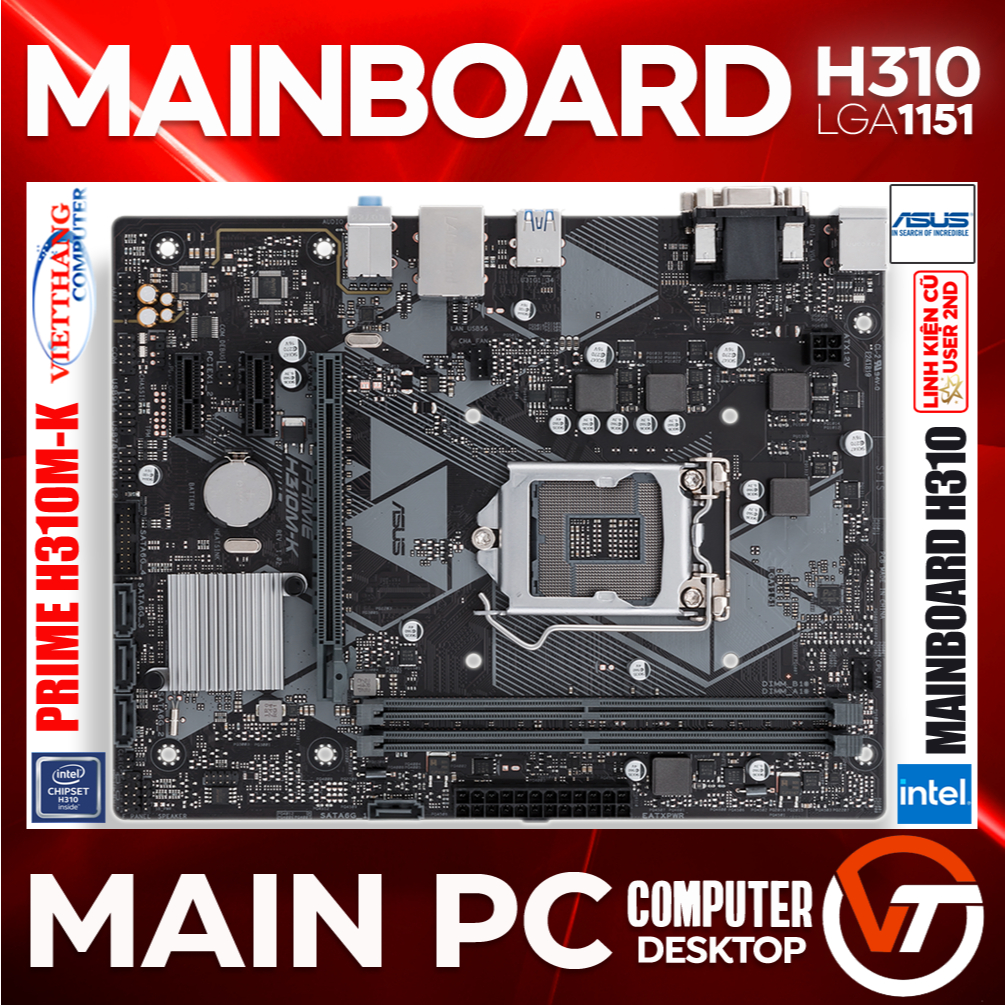 Mainboard - Asus Prime H310M-K Motherboard Supports CPU G5400, i3 9100F, i5 9400F... ( Old - 2nd ...