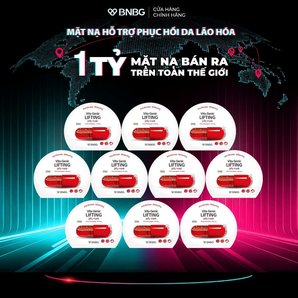 (KOL) Combo of 10 Masks to Support Aging Skin Recovery BNBG Vita Genic ...