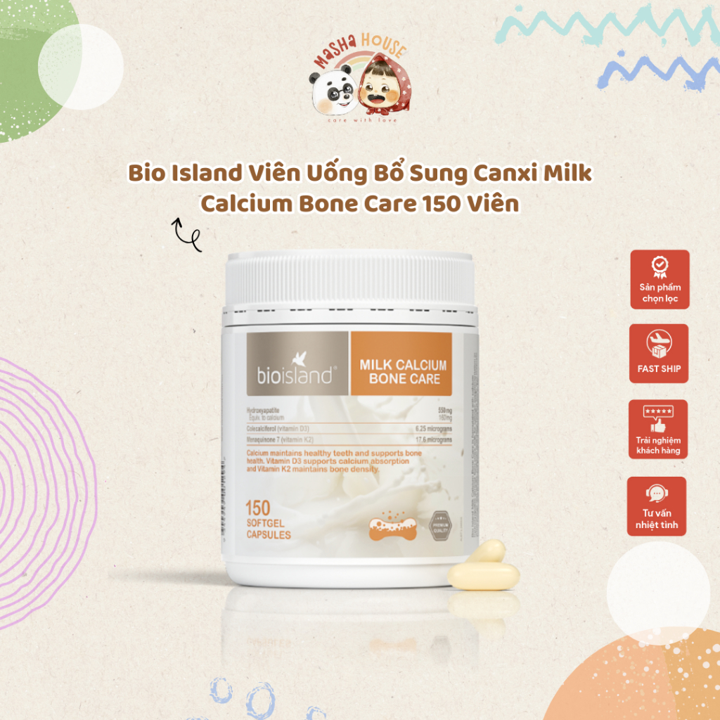Bio Island Calcium Supplement Milk Calcium Bone Care 150 Tablets ...
