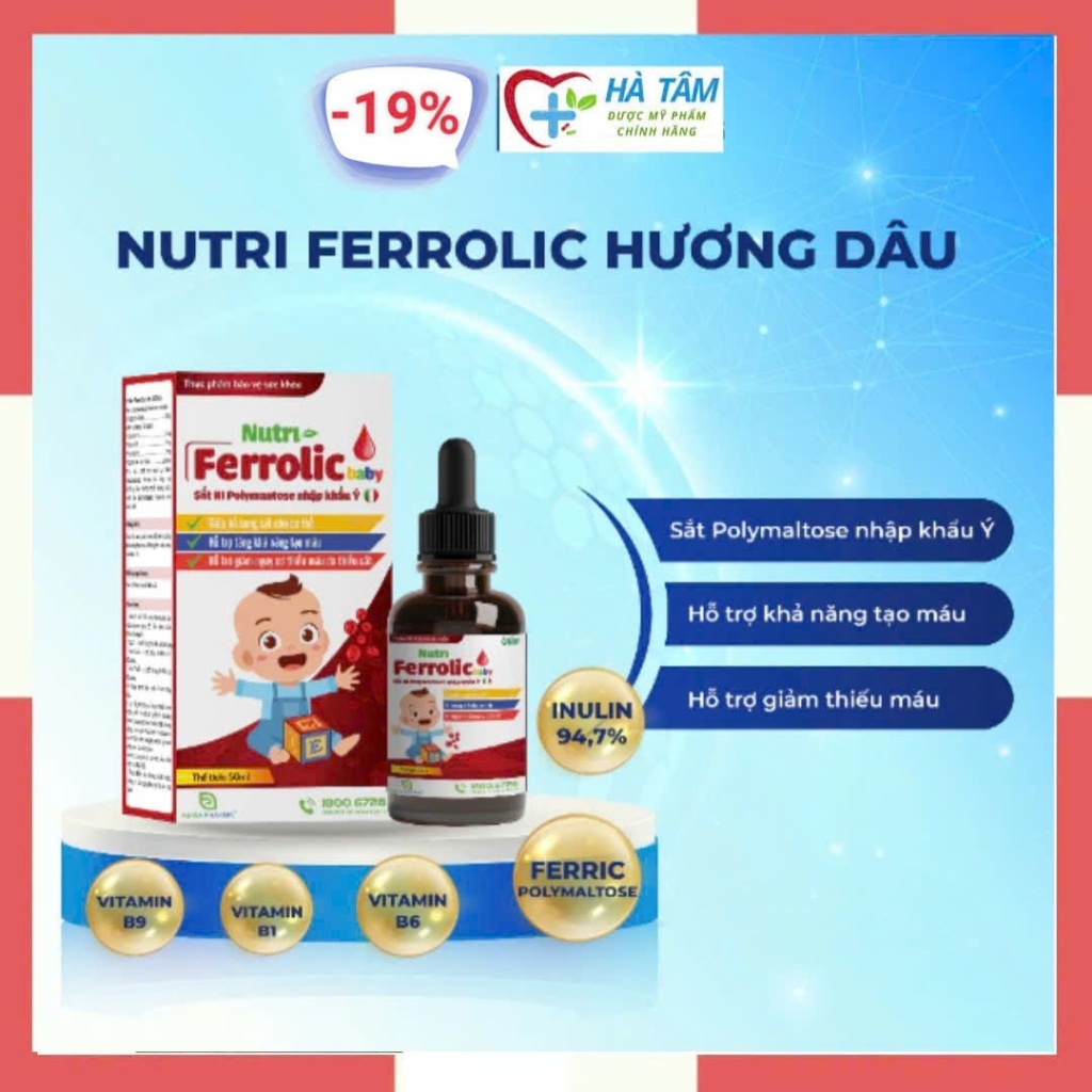Nutri FERROLIC baby iron III polymantose strawberry flavor drops for ...