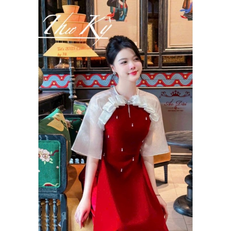 (Ao Dai CNY) Modern Velvet Ao Dai with Thu Ky stones and luxurious ...