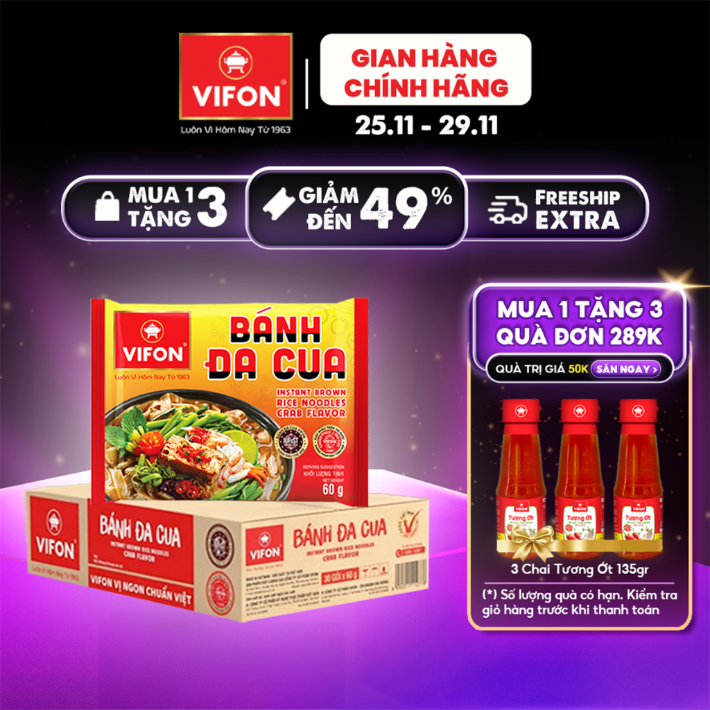 -Box Of 30 packs of VIFON Crab Cakes 60g / Pack | Shopee Malaysia