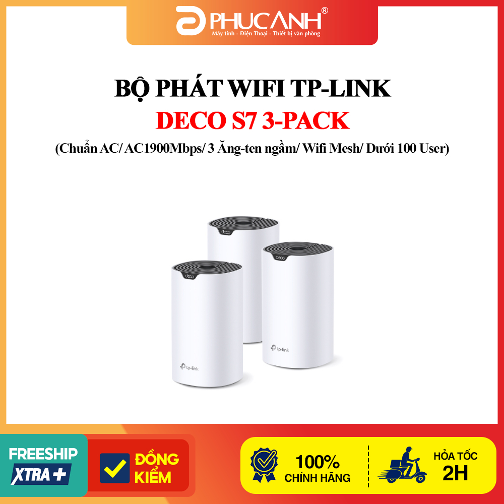 TP-Link Deco S7 3-Pack Wifi Router (AC Standard/ AC1900Mbps/ 3 Underground Antennas/ Wifi Mesh ...
