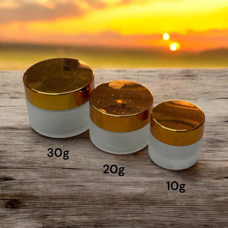Glass jar with opaque body and gold lid 10g 20g 30g with lid | Shopee Malaysia