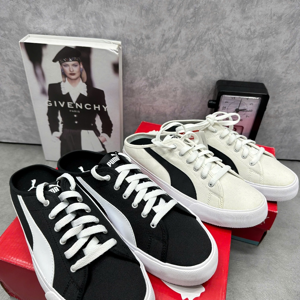 (Auth ) Pma BARI MULE WHITE BLACK 373033-03 * Genuine PMA MULE SHOES ...