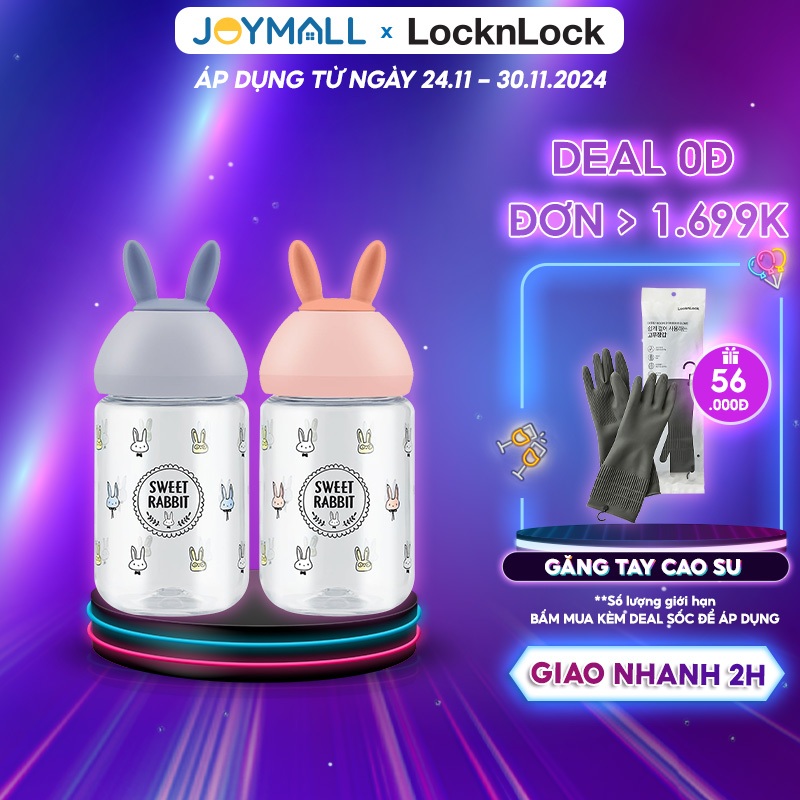 Locknlock rabbit ear children's plastic water bottle 380ml ABF652 ...