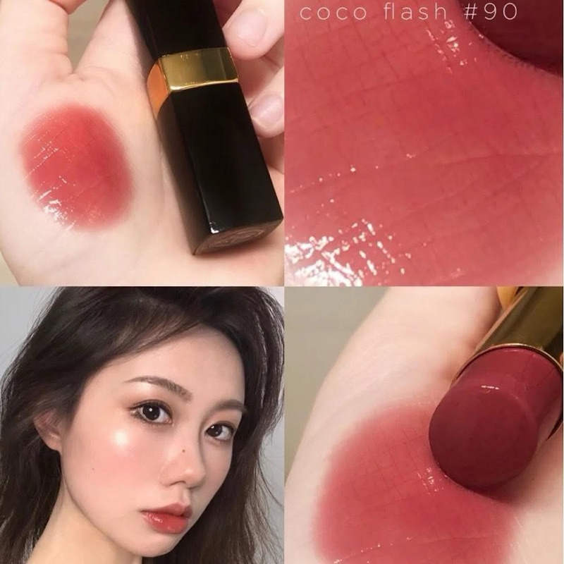 (Auth Chan€l COCO FLASH LIPSTICK Color 90 Peach orange pink ️ Fullbox Fullsize is extremely ...