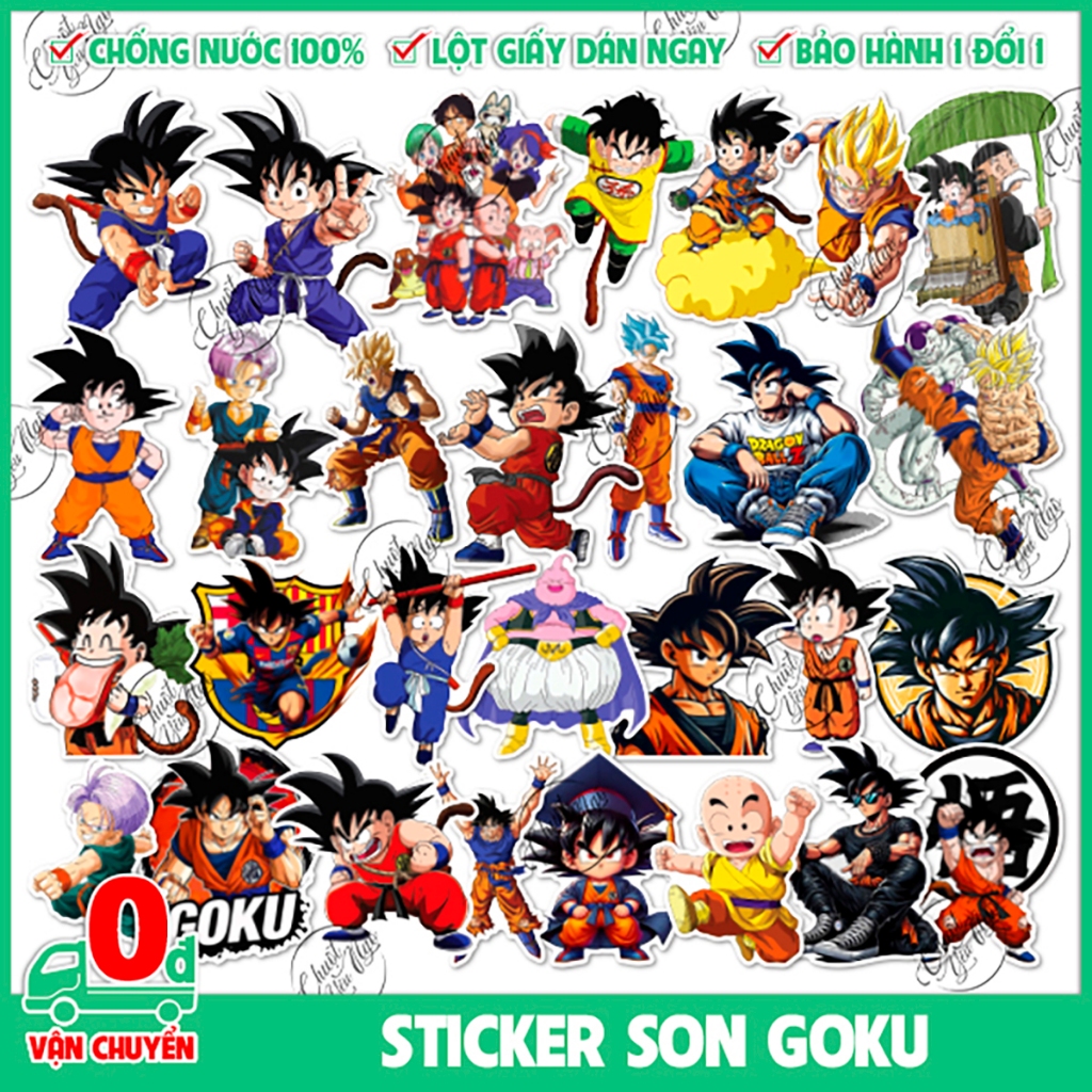 Combo of 100 waterproof stickers Son Goku 7 Dragon Ball decal stickers ...