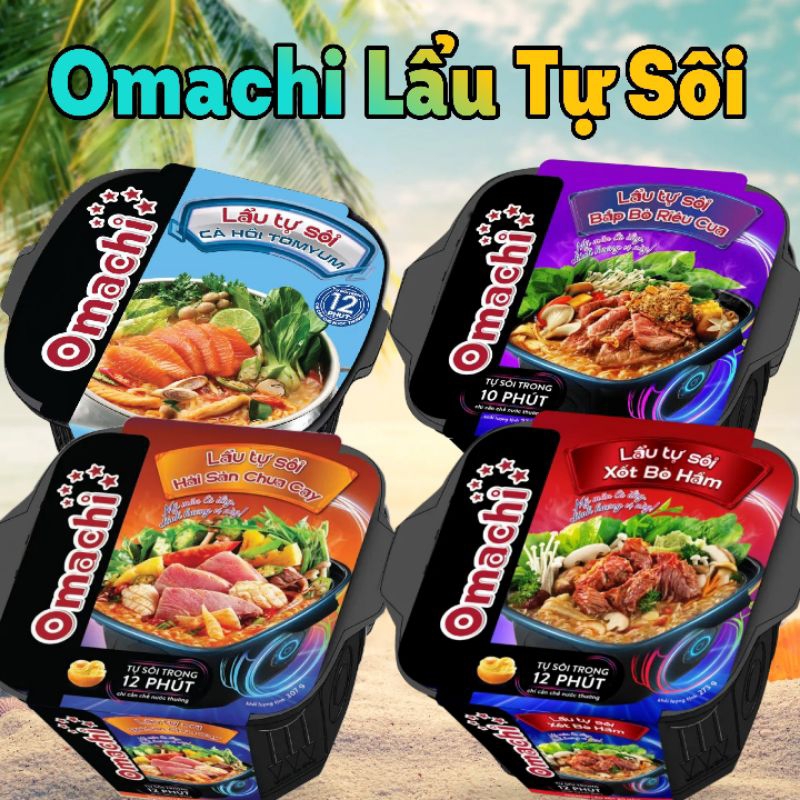 Omachi Self-Boiling Hot Pot with Beef and Crab, Spicy and Sour Seafood, Stewed Beef Sauce ...