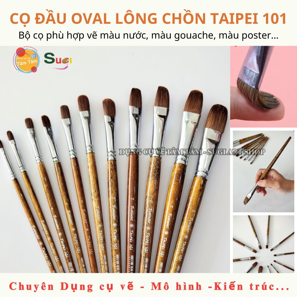 [ Sugi Art Shop ] SUNWAY 101 Oval Watercolor Brush for watercolor ...