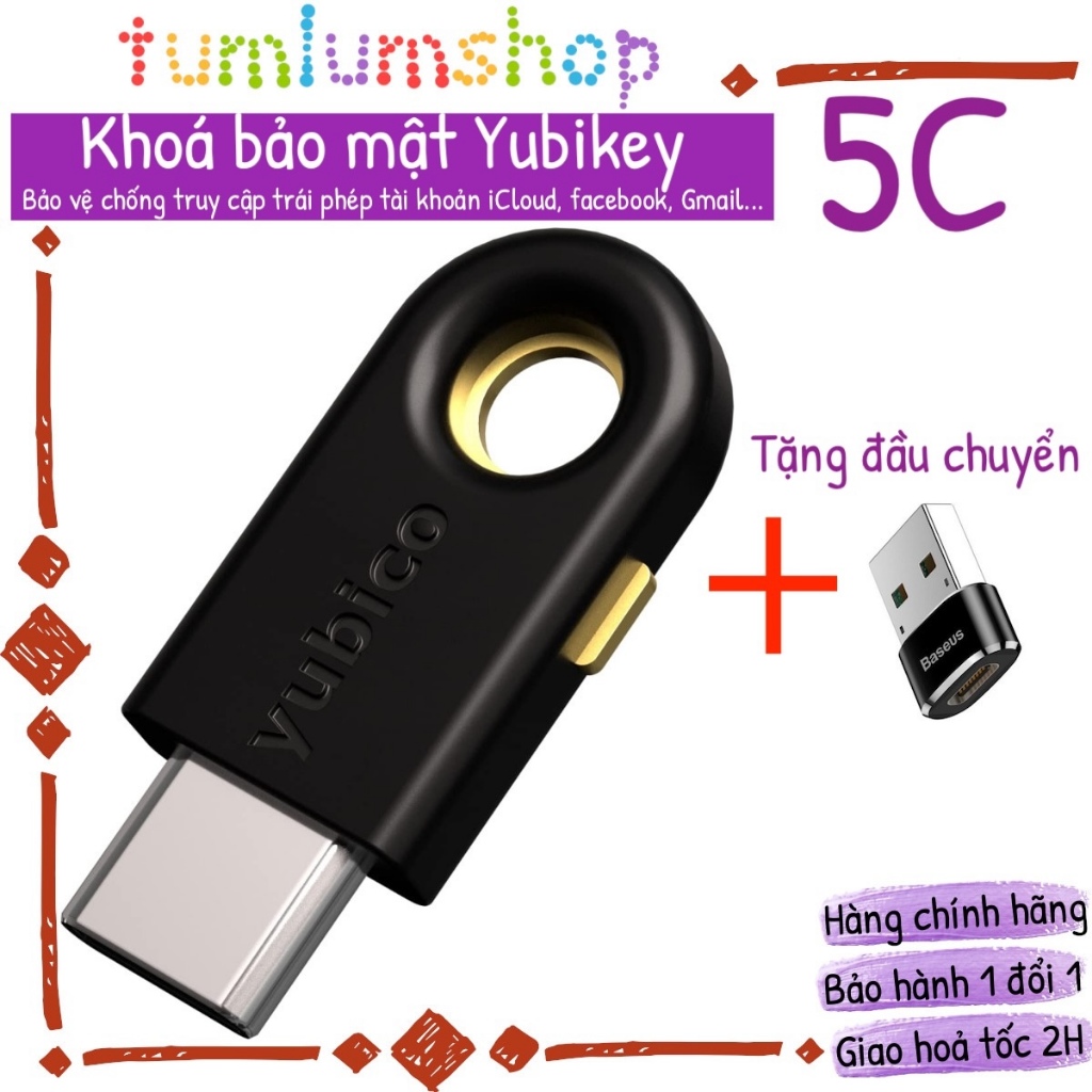 Yubikey 5C 2FA 2-layer security lock protects iCloud Gmail facebook ...
