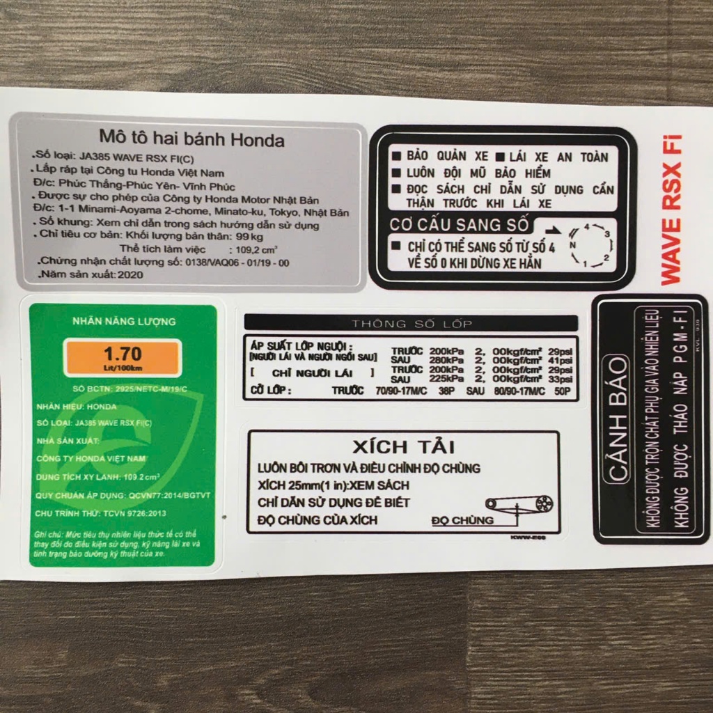 Full SET OF ZIN MODEL SPECIFICATIONS STAMPS - WAVE RSX Fi CAR ZIN MODEL ...