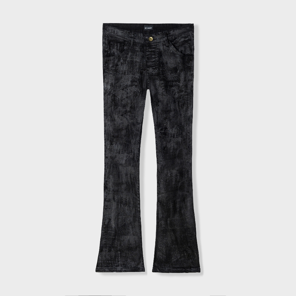 Premium Waxed / Waxed Black Basic Flared Denim Jeans / Black Basic ...