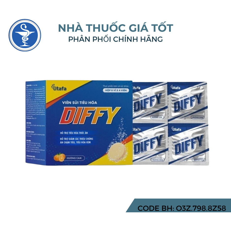 Diffy Effervescent Tablets to Support Digestion, Reduce Bloating and Indigestion (Blister of 4 ...