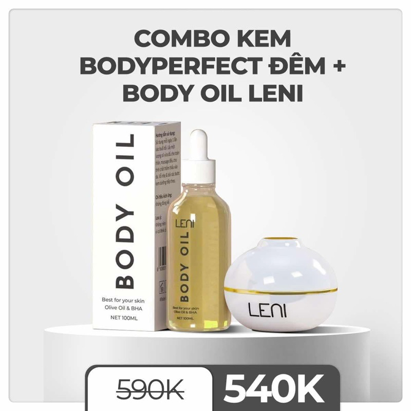 Body PERFECT LENI (night cream)+body OIL whitens body skin, evens skin ...