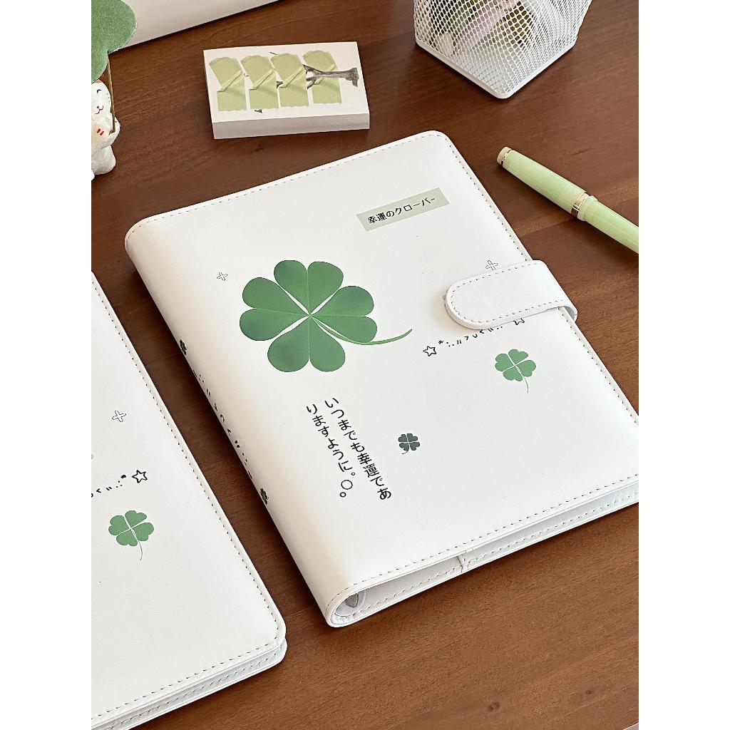 Lucky A5 four-leaf clover leather Album, 4-panel cuff cover, 3-inch ...