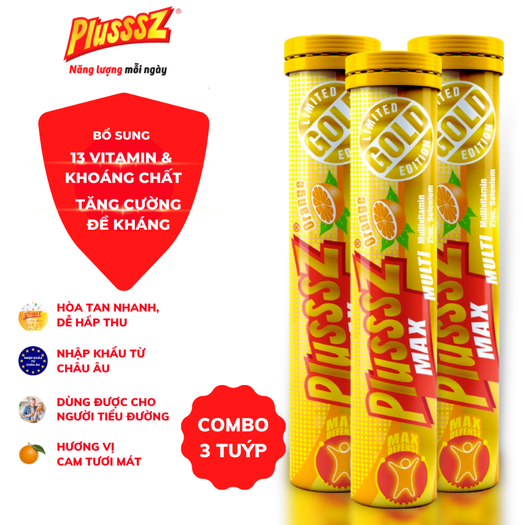 Plusssz Max multivitamin effervescent tablets with sugar-free Orange ...