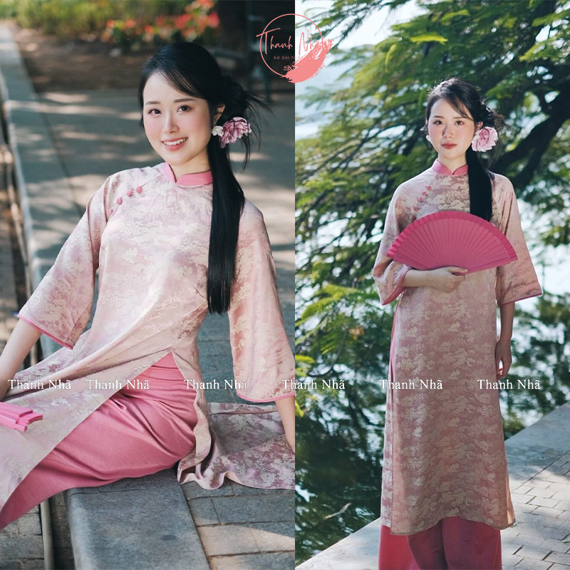 Renovated Silk Brocade Ao Dai, Straight Shape with Buttons, Outstanding, Gentle and Charming ...