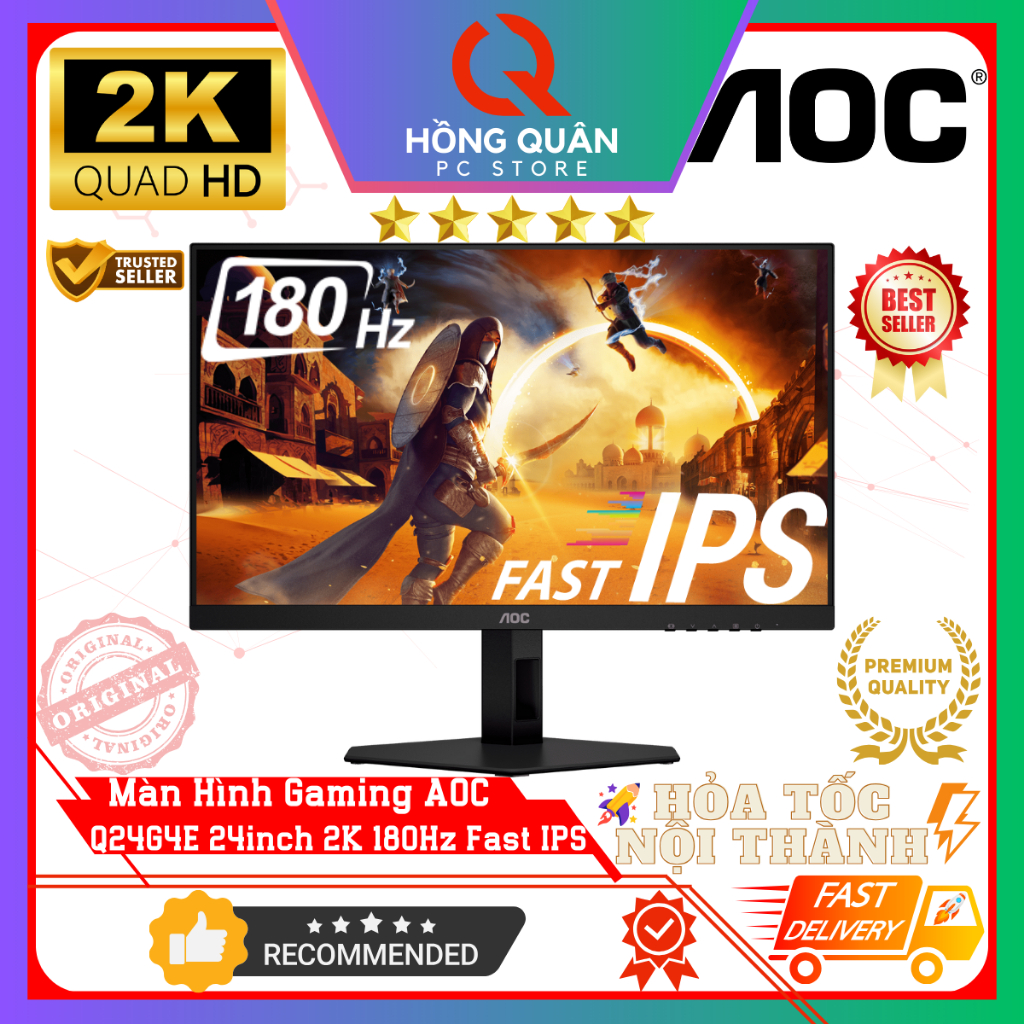 Aoc Q24G4E Gaming Monitor 24inch Fast IPS 180Hz G-Sync HDR 0.5 ms ...