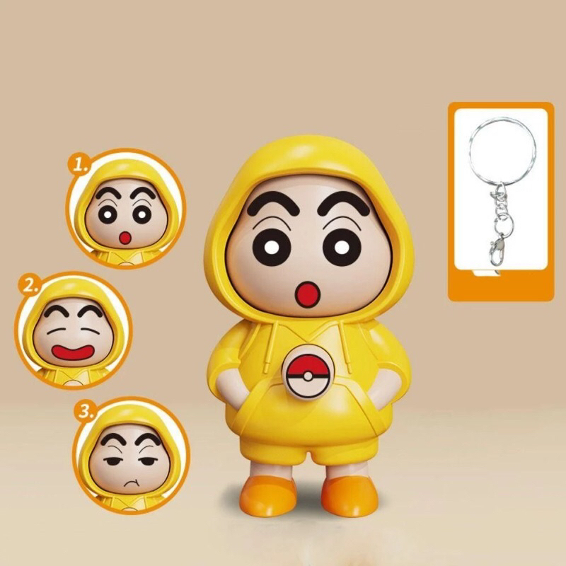Crayon Shin Chan flip-up keychain, change emotions, Labubu keychain ...