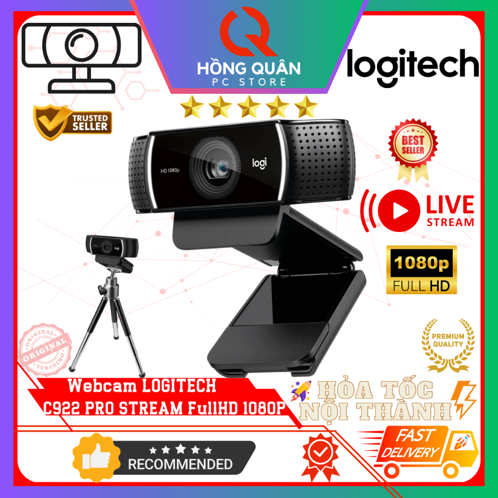 Webcam Logitech C922 PRO Stream FullHD 1080P Wide Angle with Tripod New ...
