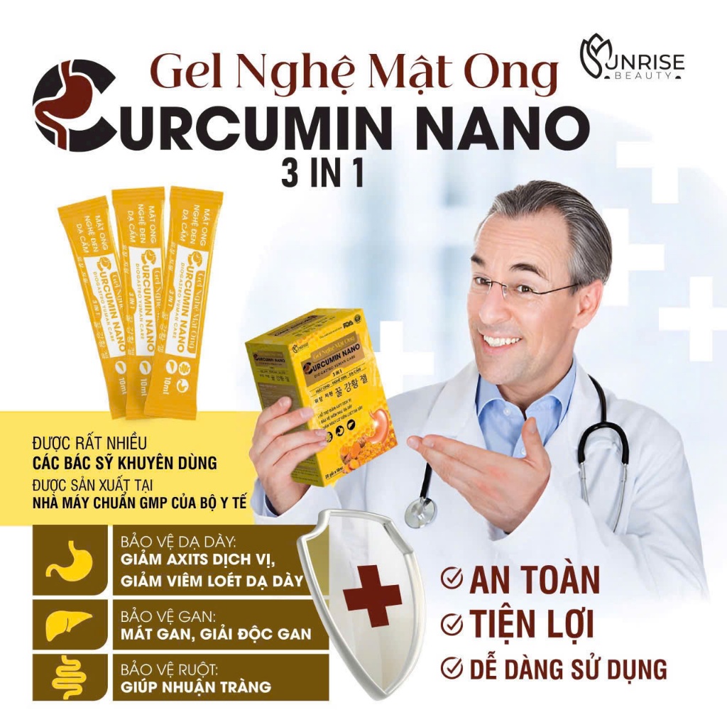 Turmeric honey curcumin Gel, for people who related to the stomach, box of 20 packs x 10ml ...